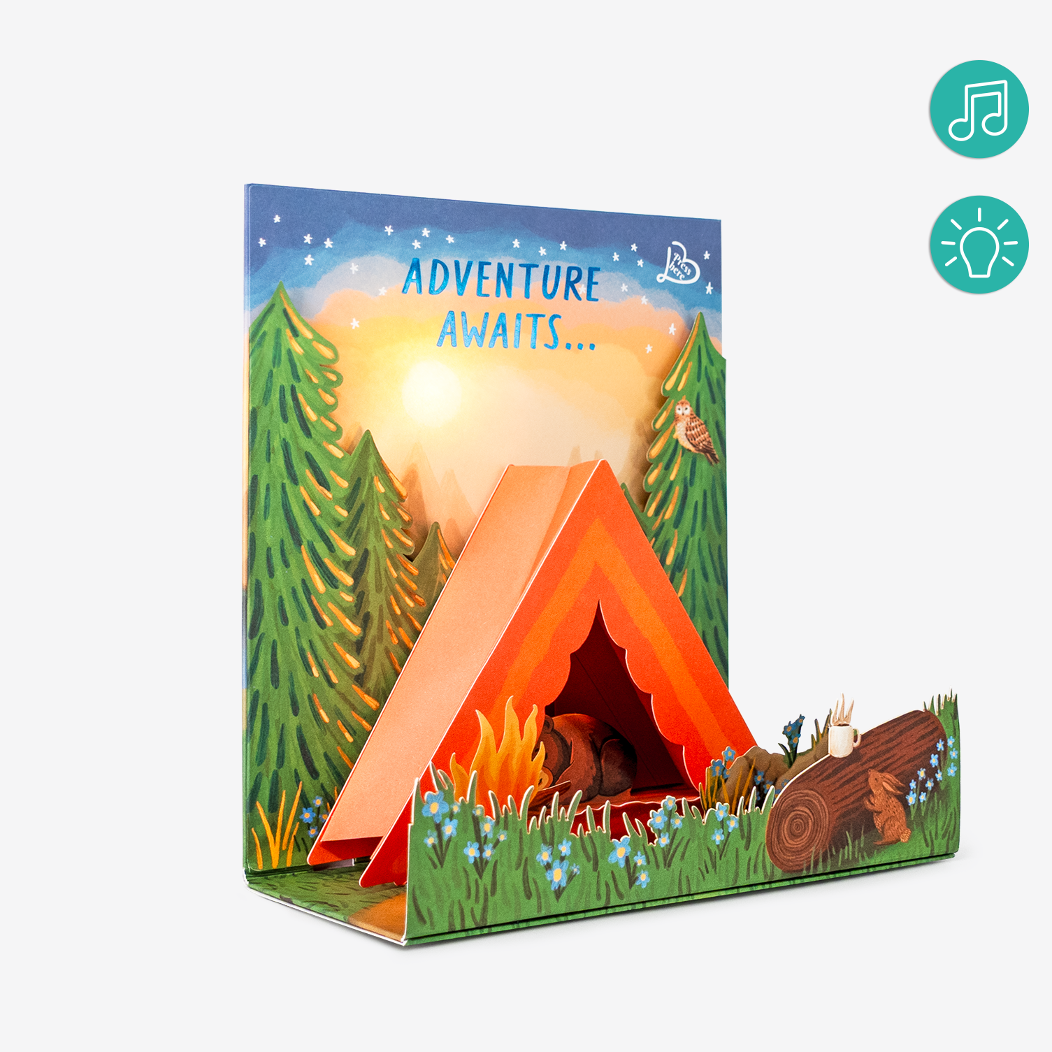 Light Up and Musical Pop Up Camping Trip Card – Lumibop
